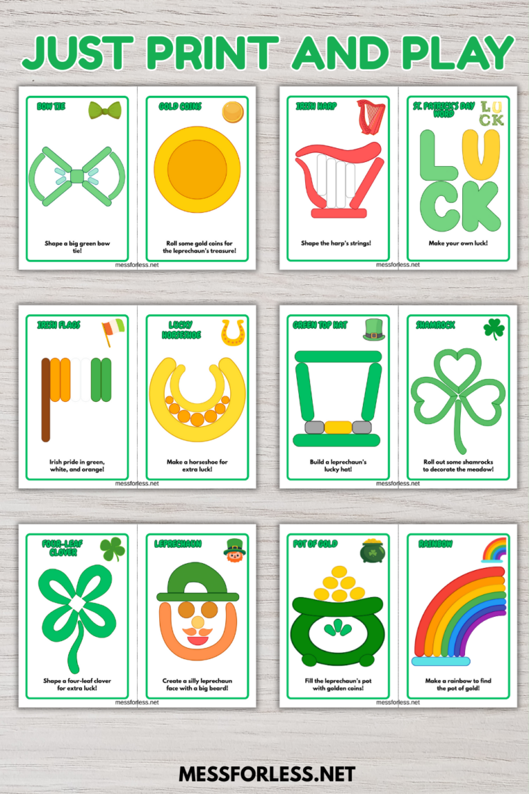 St. Patrick's Day Playdough Mats - Mess for Less