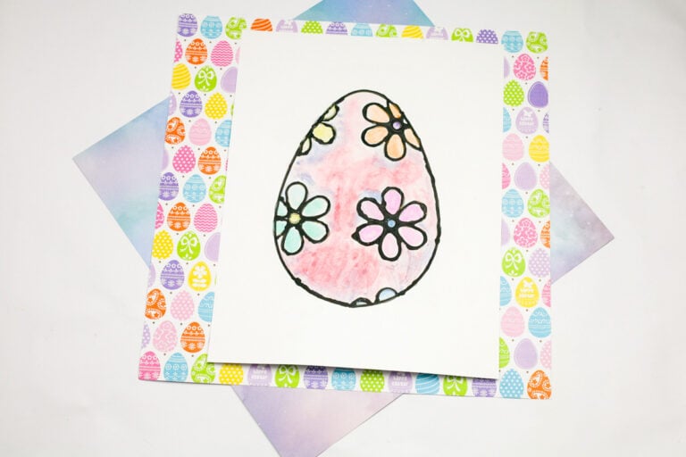 Black Glue And Watercolor Easter Egg Art - Mess for Less