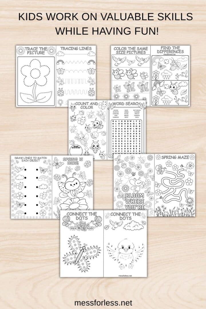 Kids Spring Activity Book Printable - Mess for Less
