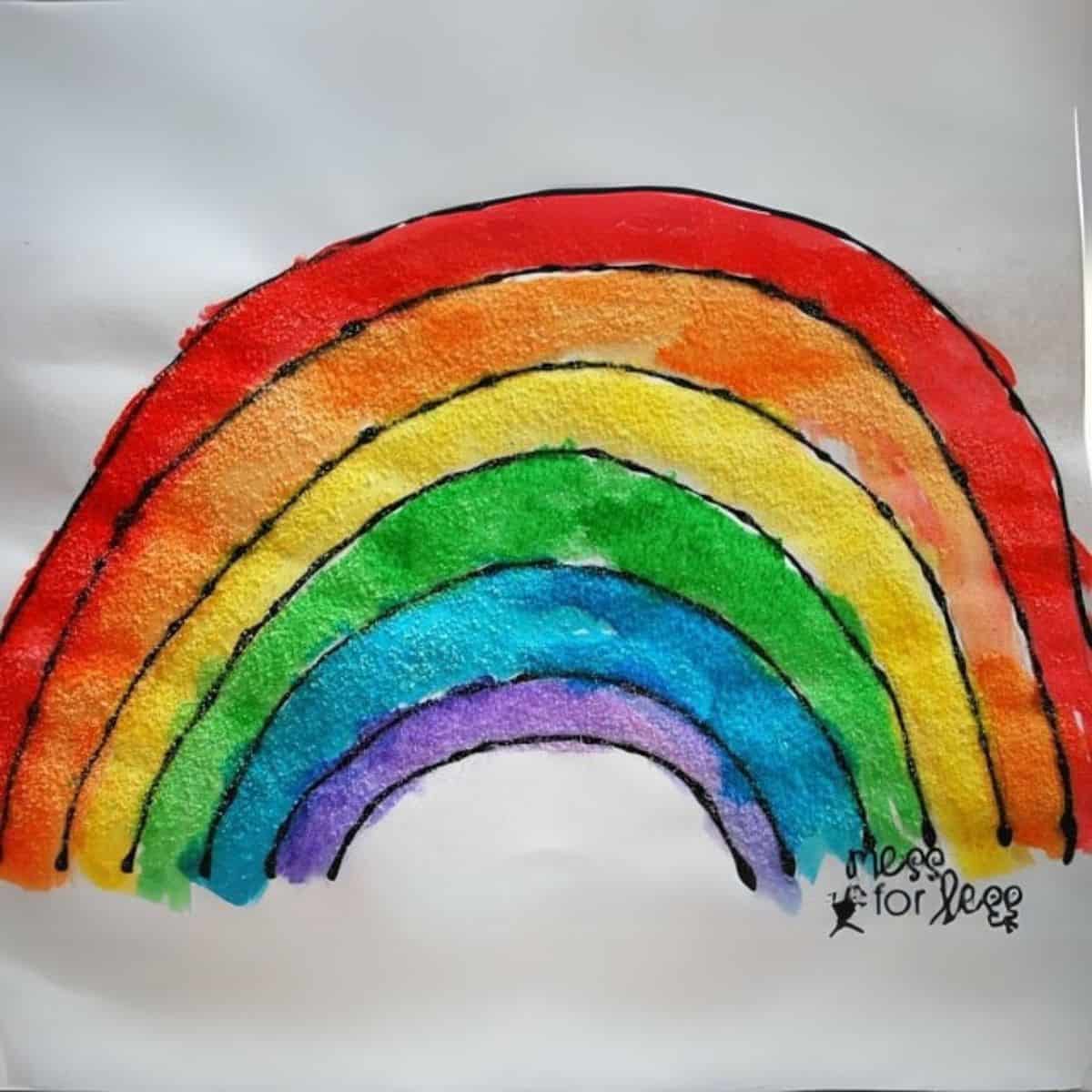 Black Glue and Salt Watercolor Rainbow - Salt Painting for Preschool ...