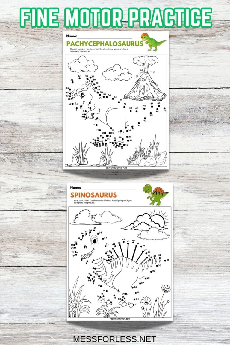Dinosaur Dot to Dot Printables - Mess for Less