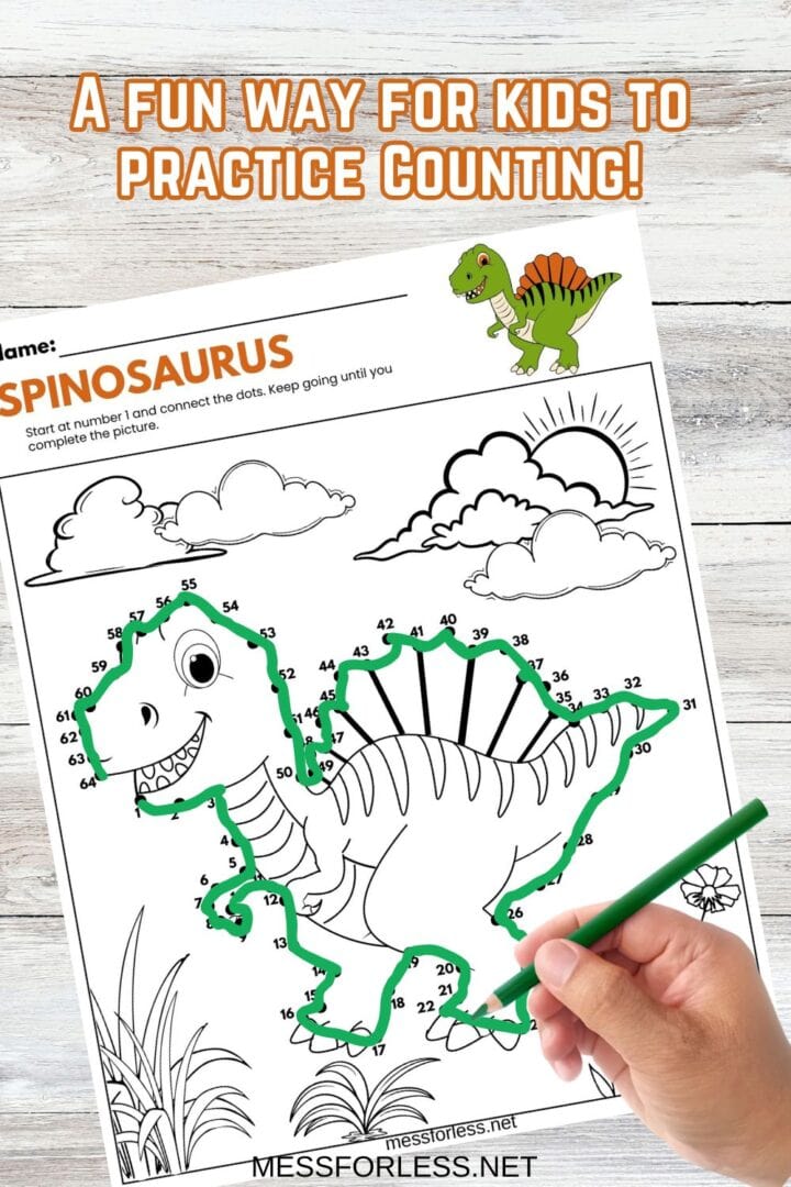 Dinosaur Dot to Dot Printables - Mess for Less