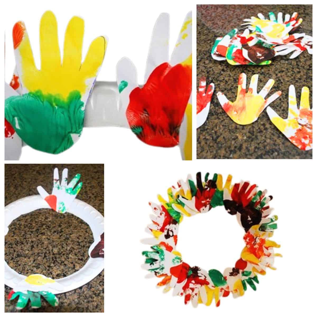 Fall Handprint Wreath - Mess for Less