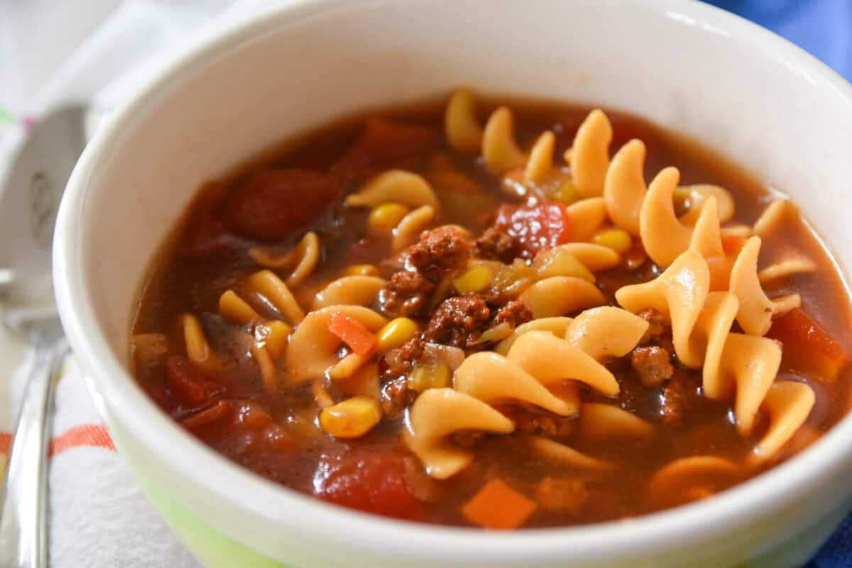 Ground Beef and Noodle Soup - Mess for Less