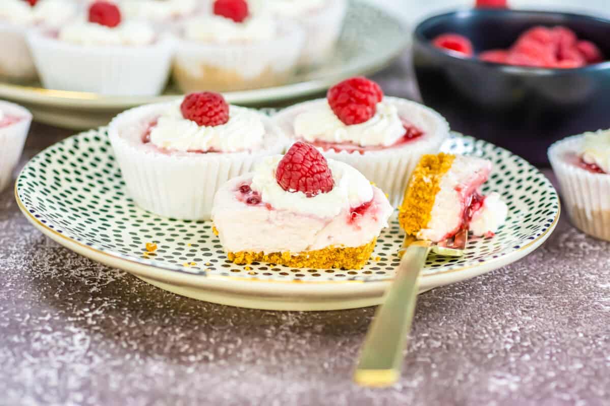 No Bake Raspberry Mini Cheesecakes - Mess for Less