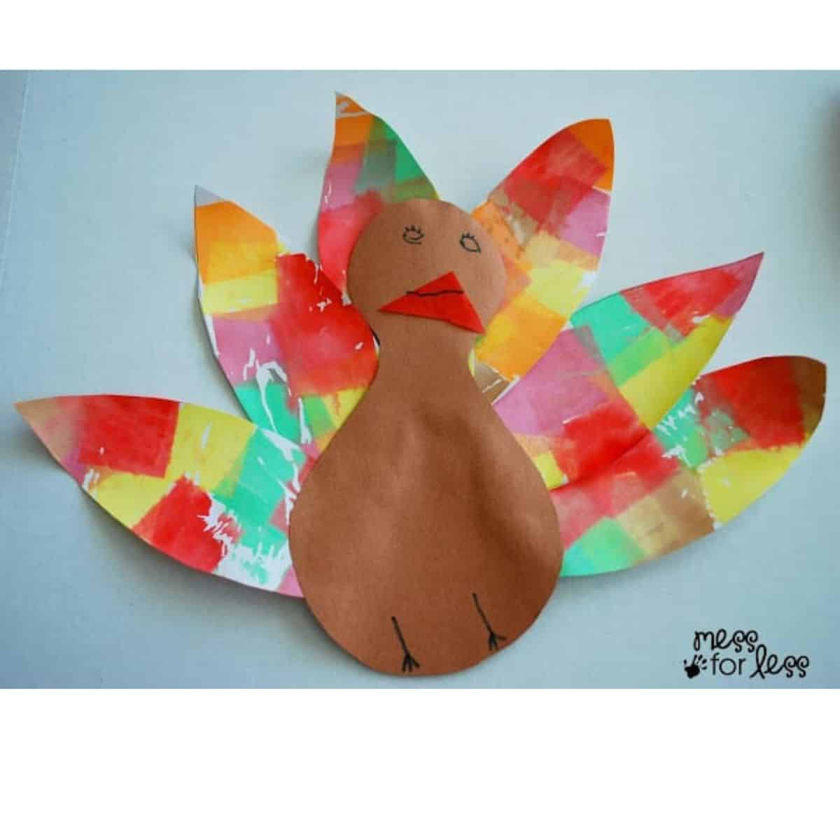 Tissue Paper Turkey Craft - Mess for Less