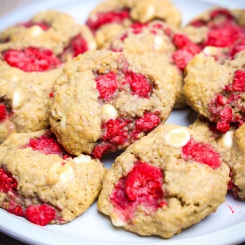 Oatmeal Raspberry Cookies with White Chocolate - Mess for Less