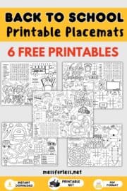 Free Printable Back to School Placemats - Mess for Less