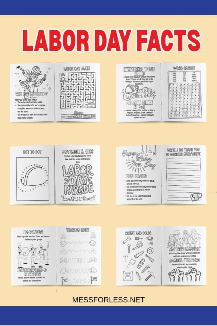 Labor Day Printable Activity Book - Mess for Less