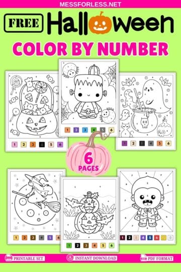 Free Halloween Color By Number Printables - Mess for Less