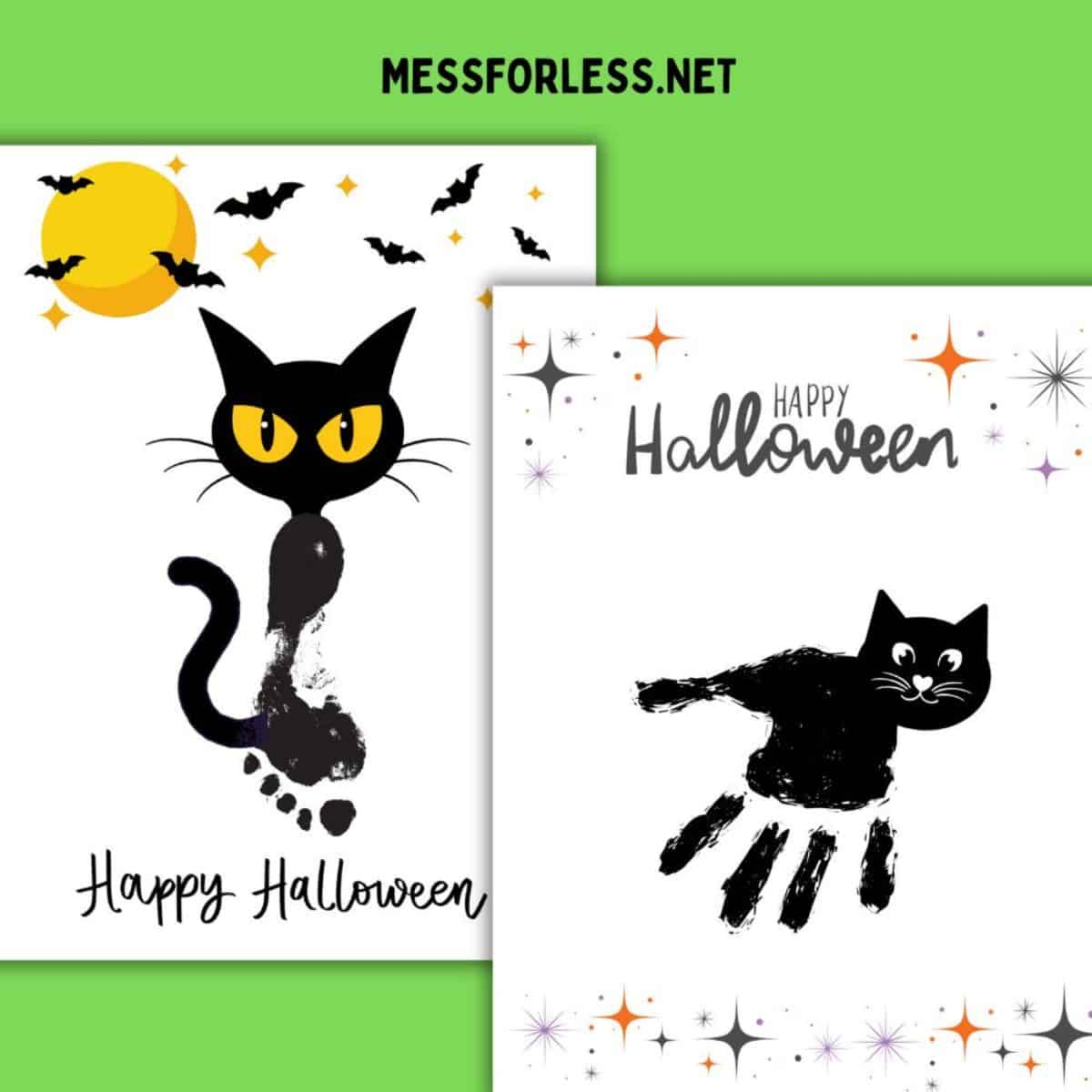 Halloween Handprint and Footprint Printables - Mess for Less