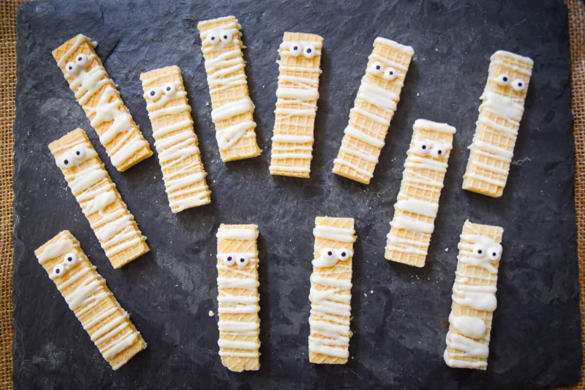White Chocolate Wafer Mummy Cookies - Mess for Less